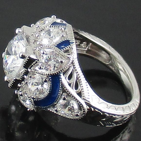 Xavier | Jewelry | Xavier 39ct Absolute Blue Enamel Floral Ring | Poshmark